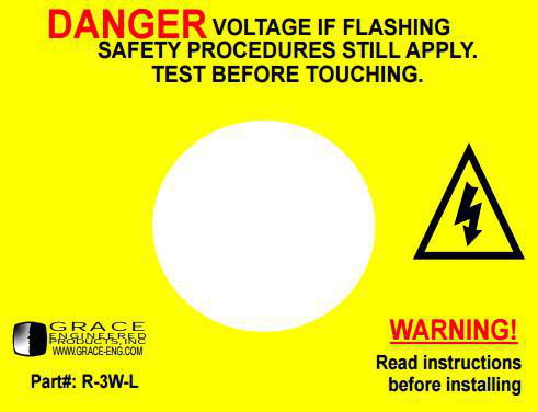 GRACE ENGINEERED R-3W-L Warning Label 2.3 in Lx 3 in W