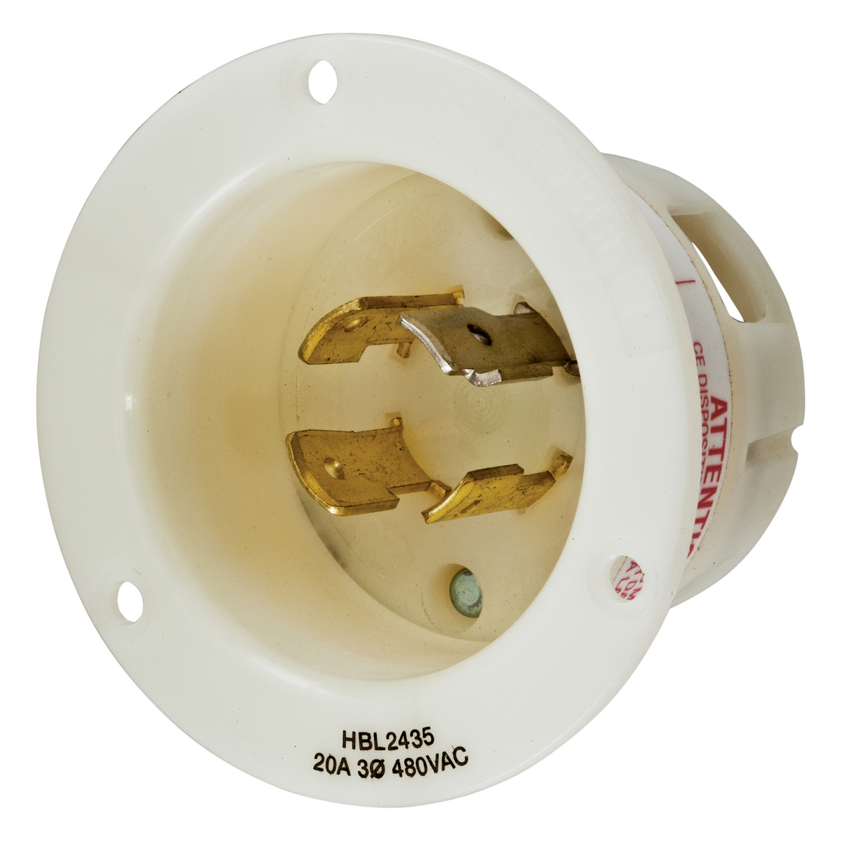 HUBBELL HBL2465 Twist-Lock® Flanged Inlet 20 A, 347/600 VAC, Insulgrip ...