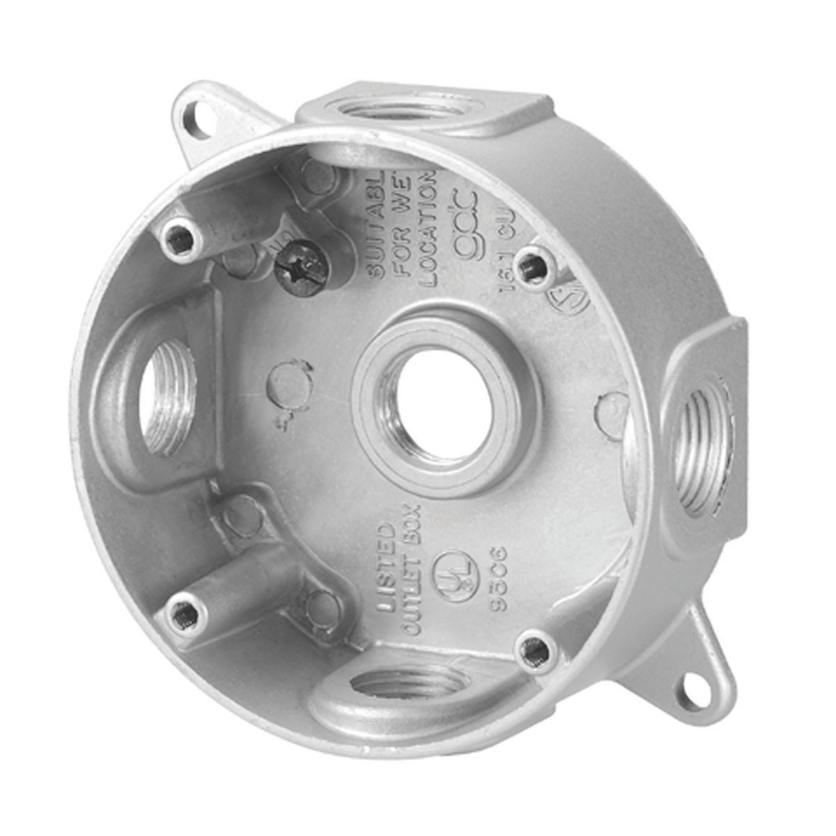 ABB S110CN Red Dot® Weatherproof Box 5-Inlet, Round Wall/Ceiling Silver