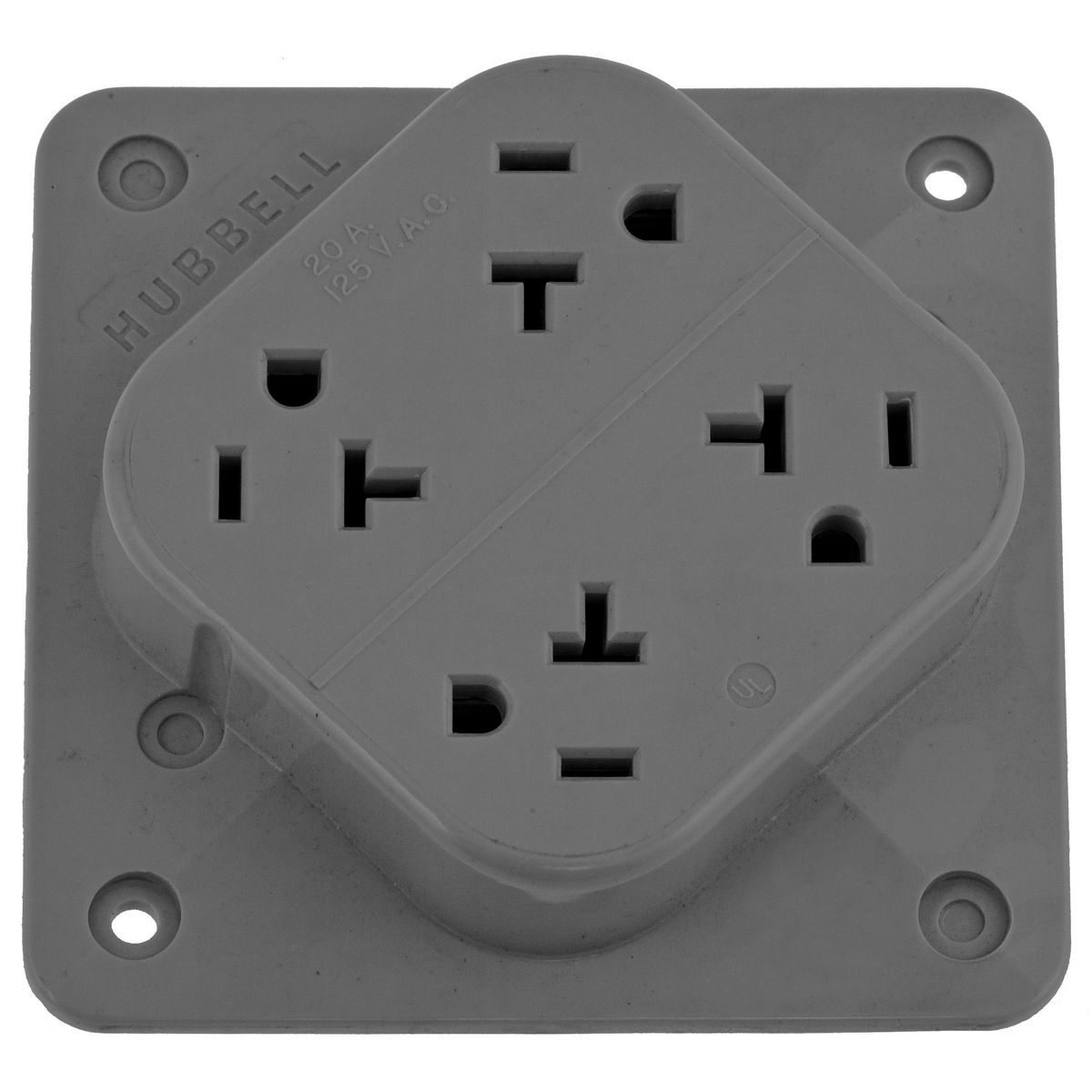 HUBBELL HBL420GY 4-Plex® 4-PLEX Straight Blade Quad Receptacle 20 A, 5 ...