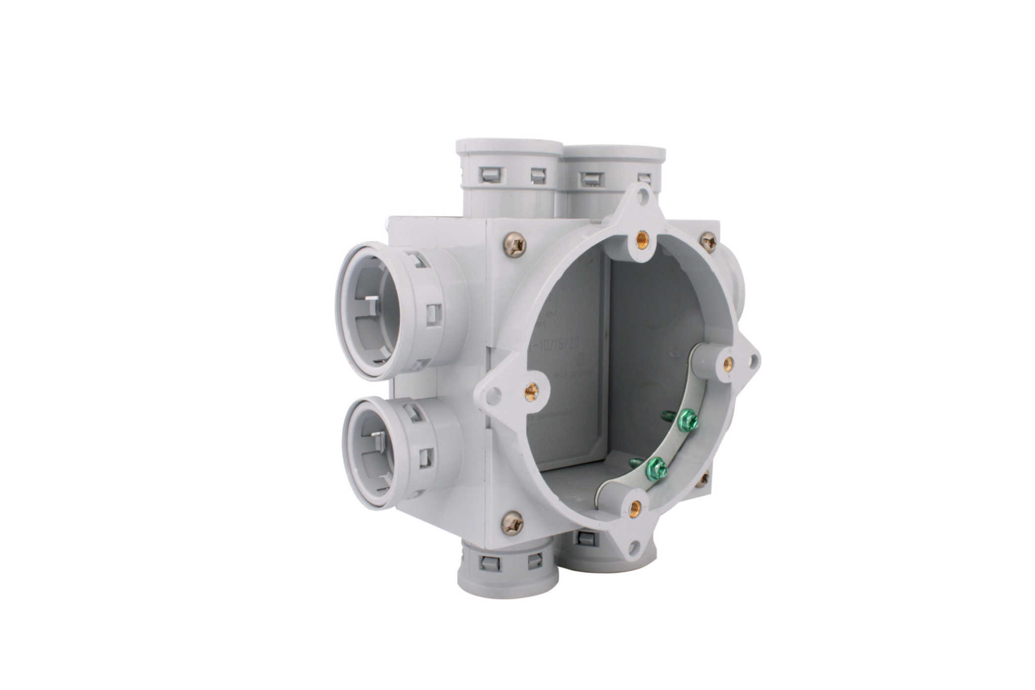 IPEX 089489 Kwikon Slab Box 1-Outlet, 8-Inlets, Shallow, Round Screw Gray